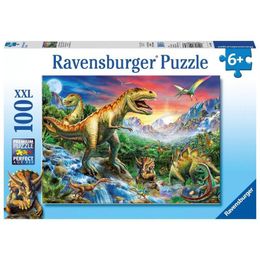 RAVENSBURGER VERLAG Ravensburger Kinderpuzzle - 10665 Bei den Dinosauriern - Dino-Puzzle für Kinder ab 6 Jahren, mit 100 Teilen im XXL-Format