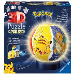 RAVENSBURGER VERLAG Ravensburger 3D Puzzle 11547 - Nachtlicht Puzzle-Ball Pokémon - 72 Teile - für Pokémon Fans ab 6 Jahren, LED Nachttischlampe mit Klatsch-Mechanismus