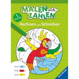 RAVENSBURGER VERLAG Malen nach Zahlen, 1. Kl.: Rechnen und Schreiben - Kirstin Jebautzke, Kartoniert (TB)