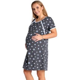 Be Mammy Umstandsnachthemd Damen Nachtkleid Umstandsmode Umstandsnachthemd Mutterschaft BE20-287 (1-tlg)