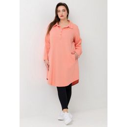 kekoo Blusenkleid A-Linie Kleid Langarm aus reiner Baumwolle 'Verde'