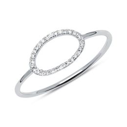 UNIQUE Goldring Ring 14K Weißgold Diamanten (Größe: 50mm)