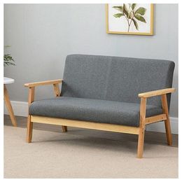 Dripex 2-Sitzer Stoffsofa Couch aus Holz und Leinenstoff 113x67x75cm
