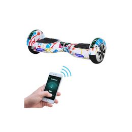 ROBWAY W1 Hoverboard für Erwachsene und Kinder, 6,5 Zoll, Self-Balance, Bluetooth, App, 700 Watt, LEDs (Weiß Bunt)