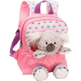 Nici Kinderrucksack Travel Friends, Rucksack mit Plüsch Koala, 25 cm, rosa