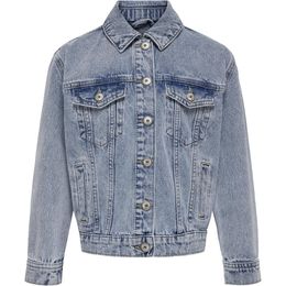 Only® Jeansjacke, Knopfleiste, Klappkragen, für Kinder, blau, 140