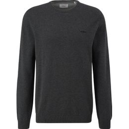 s.Oliver Strickpullover, Logo-Stickerei, für Herren, grau, XXL