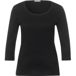 Street One Shirt, 7/8- Ärmel, U-Ausschnitt, für Damen, schwarz, 44