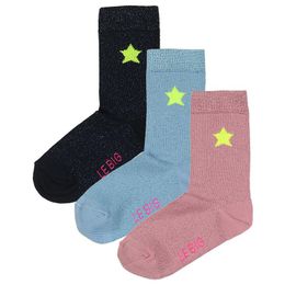 Le Big - Socken TAMELA 3er-Pack mit Glitzer in blau/rosa/dunkelblau, Gr.19-22