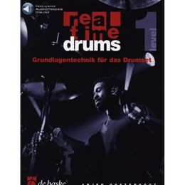 Hal Leonard Real Time Drums, mit Audiotracks Online.Level.1 - Arjen Oosterhout, Geheftet