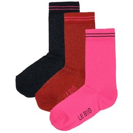 Le Big - Socken TAMLYN 3er-Pack mit Glitzer in dunkelblau/pink/rostrot, Gr.19-22