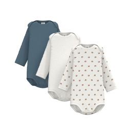 Petit Bateau - Langarmbody LIMACE 3er-Set in blau/weiß, Gr.62/68