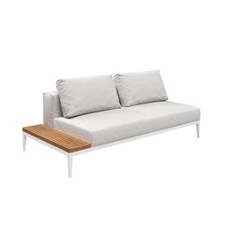 Gloster GRID Links/Rechts Lounge Sofa Aluminium/Outdoorstoff inkl. Kissen und Teakablage