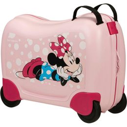 Samsonite Kinderkoffer Dream2Go Ride-on Trolley, Disney Minnie Glitter, 4 Rollen, Handgepäck Kinderreisekoffer zum sitzen und ziehen, rosa