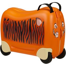 Samsonite Kinderkoffer Dream2Go Ride-on Trolley, Tiger, 4 Rollen, Kinder Reisegepäck Handgepäck-Koffer zum sitzen und ziehen, gelb