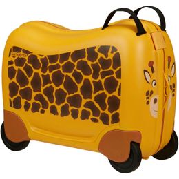 Samsonite Kinderkoffer Dream2Go Ride-on Trolley, Giraffe, 4 Rollen, Kinderreisekoffer Handgepäck zum sitzen und ziehen, gelb