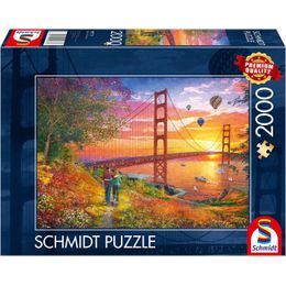 Schmidt Spiele Puzzle Spaziergang zur Golden Gate Bridge, 2000 Puzzleteile, bunt