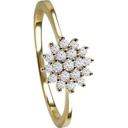 MONCARA Damen Ring, 585er Gelbgold mit 19 Diamanten, zus. ca. 0,25 Karat, gold, 56