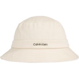 Calvin Klein Bucket Hat, Logo-Emblem, Baumwolle, für Damen, weiß, OneSize