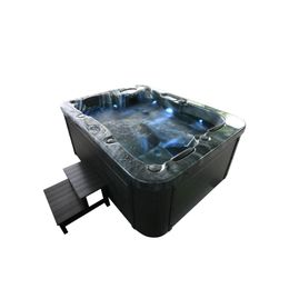 Home Deluxe Outdoor Whirlpool BLACK MARBLE - Mit Treppe und Thermoabdeckung