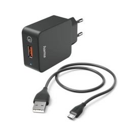 Hama 00201621 Schnellladegerät mit Ladekabel Micro-USB, Qualcomm®, 19,5 W, 1,5 m, Schwarz