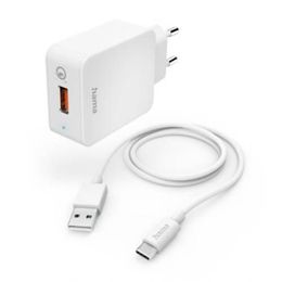 Hama 00201626 Schnellladegerät mit Ladekabel USB-C, Qualcomm®, 19,5 W, 1,5 m, Weiß