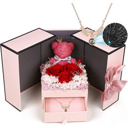 Homido Geschenkbox Konservierte Rose Geschenke Set enthält 925 Sterling Silber Halskette