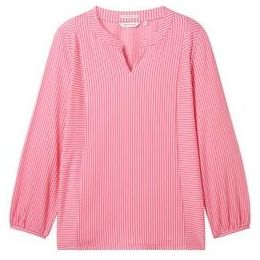 Tom Tailor Damen Plus - Blusenshirt mit Bio-Baumwolle, rosa, Streifenmuster, Gr. 46