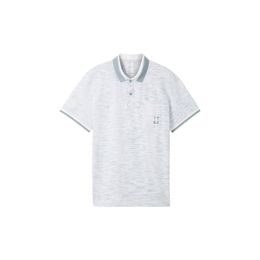Tom Tailor Herren Poloshirt mit Bio-Baumwolle, weiß, Melange Optik, Gr. XL