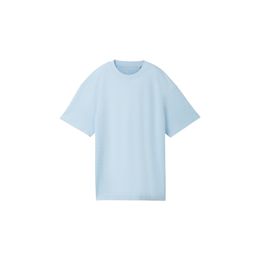 Tom Tailor Denim Herren T-Shirt mit Struktur, blau, Uni, Gr. XS