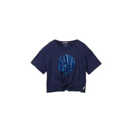Tom Tailor Mädchen Cropped T-Shirt mit Bio-Baumwolle, blau, Print, Gr. 164
