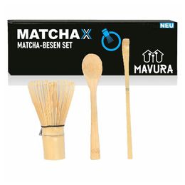 MAVURA Teelöffel MATCHAX Matcha Besten Set Teezeremonie Bambusbesen