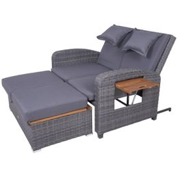 Garden Pleasure Gartenlounge-Set Gartensofa Funktionssofa BARI mit Liegefunktion und Klapptisch