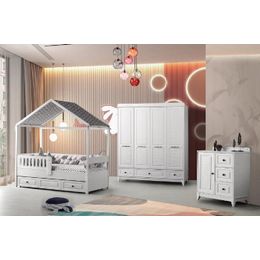 JVmoebel Schlafzimmer-Set Modern Komplett Jugendzimmer Luxus Kinderzimmer Set 3tlg Weiß
