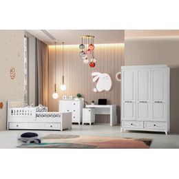 JVmoebel Schlafzimmer-Set Modern Komplett Jugendzimmer Luxus Kinderzimmer Set 4tlg Weiß Farbe
