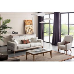 JVmoebel Wohnzimmer-Set Sofagarnitur Dreisitzer Sessel Luxus Couch Set 3 1 Sitzer Weiß