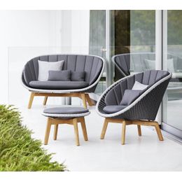 Cane - Line Gartenstuhl CANE-LINE Peacock Loungesessel m/teak Beine Grey/Light grey