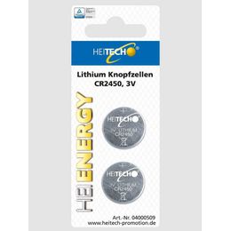 Heitech Lithium Knopfzellen 2-er Pack CR 2450/3V Knopfzelle