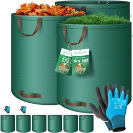 Kesser® Gartensack Set Laubsack Gartenabfallsack inkl. Handschuhe - Selbststehend 4 Griffe Stabil Robust & Faltbar - Laubsäcke Rasenschnitt Gartensäcke für Gartenabfälle Grünschnitt