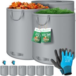 Kesser® Gartensack Set Laubsack Gartenabfallsack inkl. Handschuhe - Selbststehend 4 Griffe Stabil Robust & Faltbar - Laubsäcke Rasenschnitt Gartensäcke für Gartenabfälle Grünschnitt