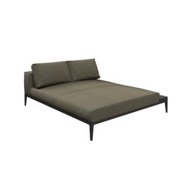 Gloster GRID Links/Rechts Chill Chaise Aluminium/Outdoorstoff inkl. Kissen Keramikablage Meteor/Blend Linen Aluminium/Outdoorstoff