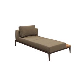 Gloster GRID Links/Rechts Chaise Aluminium/Outdoorstoff inkl. Kissen und Teakablage