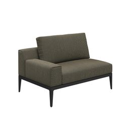 Gloster GRID Dining Sofa Links/Rechts Armlehnen Aluminium/Outdoorstoff inkl. Kissen