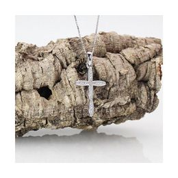 ELLAWIL Kreuzkette Silberkette Kette mit Jesus Kreuz Anhänger Halskette Schmuck Zirkonia (Sterling Silber 925
