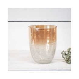 Antikas Dekovase Handgefertigte Vase aus weiß-orangenem Glas