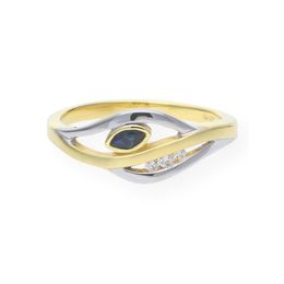 JuwelmaLux Fingerring JuwelmaLux Ring 333er Gold und Weißgold mit Saphir und synthetischen Z (kein Set