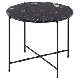ACTONA GROUP Beistelltisch Avila, Ecktisch, rund, Tischplatte aus Marmorstein, T: 52 cm, schwarz