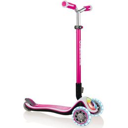 Globber Dreiradscooter ELITE PRIME, mit Leuchtrollen und Leuchtdeck, rosa