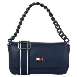 Tommy Jeans Schultertasche TJW CITY-WIDE FLAP CROSSOVER, Kettentragegriff, blau