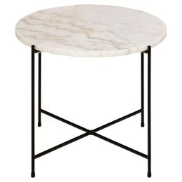 ACTONA GROUP Beistelltisch Avila, Ecktisch, rund, Tischplatte aus Marmorstein, T: 52 cm, weiß